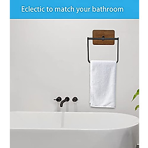 DOKU Metal Square Towel Ring, Hand Towel Holder for Bathroom, Towel Rack Hanger for Kitchen Wall Mount Heavy Duty Storage, Black and Brown