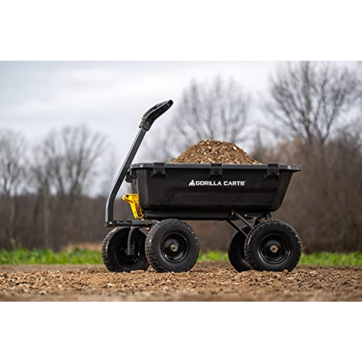 Gorilla Carts 7GCG-NF 7 Cu. Ft. Heavy-Duty Poly Garden Dump Cart with No-Flat Tires, Black (Amazon Exclusive)