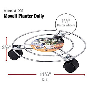 Shepherd Hardware 8199 Planter Caddy Dolly, Chrome Finish, 120-lb Load Capacity, 1-1/2-Inch Casters