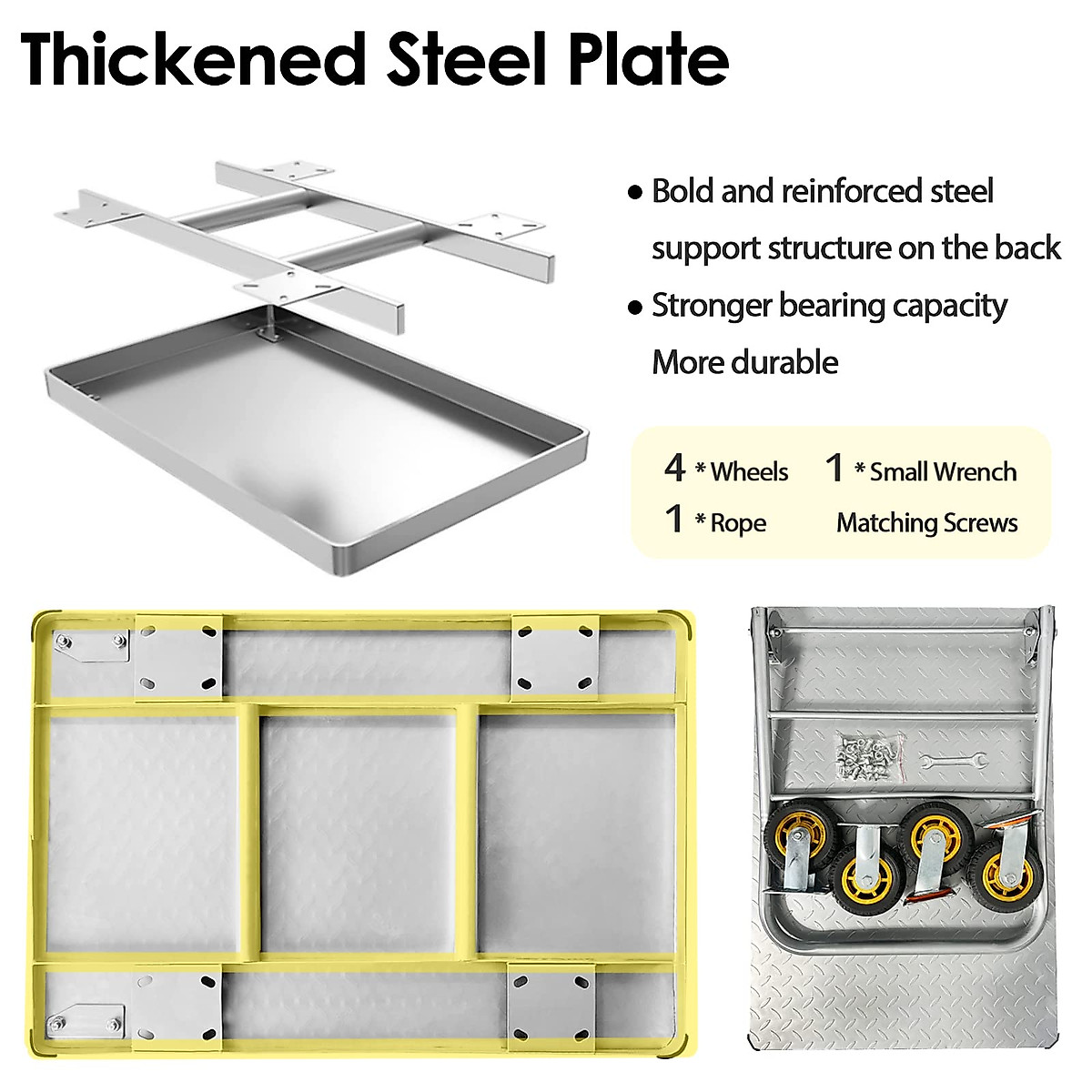 Platform Truck Heavy Duty Push Cart Dolly with 2000 LBS Capacity, Foldable Moving Flatbed Cart with 6'' Swivel Wheels, Large Steel Platform Dolly Cart for Groceries, Garage, Warehouse (36"X 24")