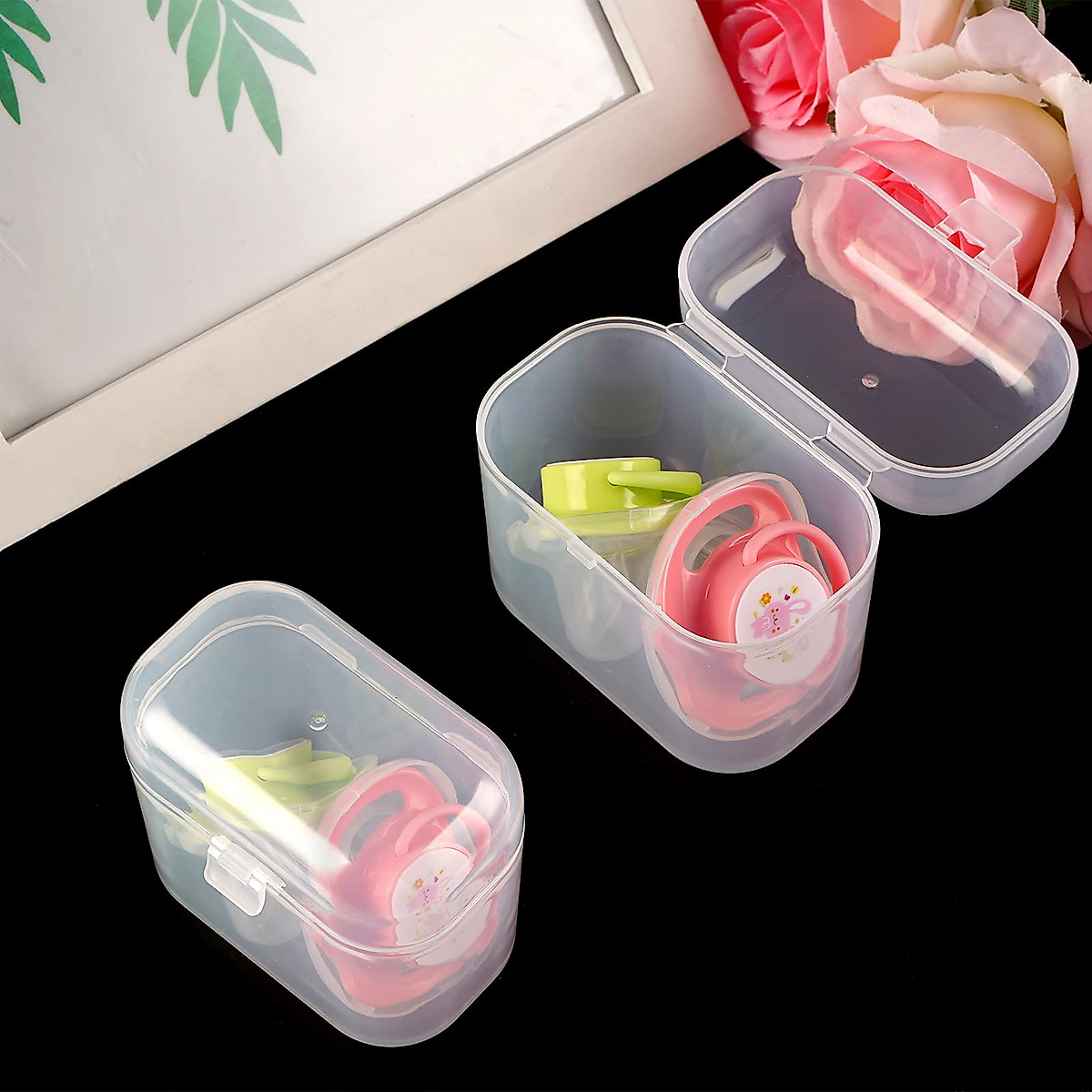 Accmor Pacifier Container Can Storage 2 Pacifiers, Baby Pacifier Holder Case for Travel, BPA Free,Transparent