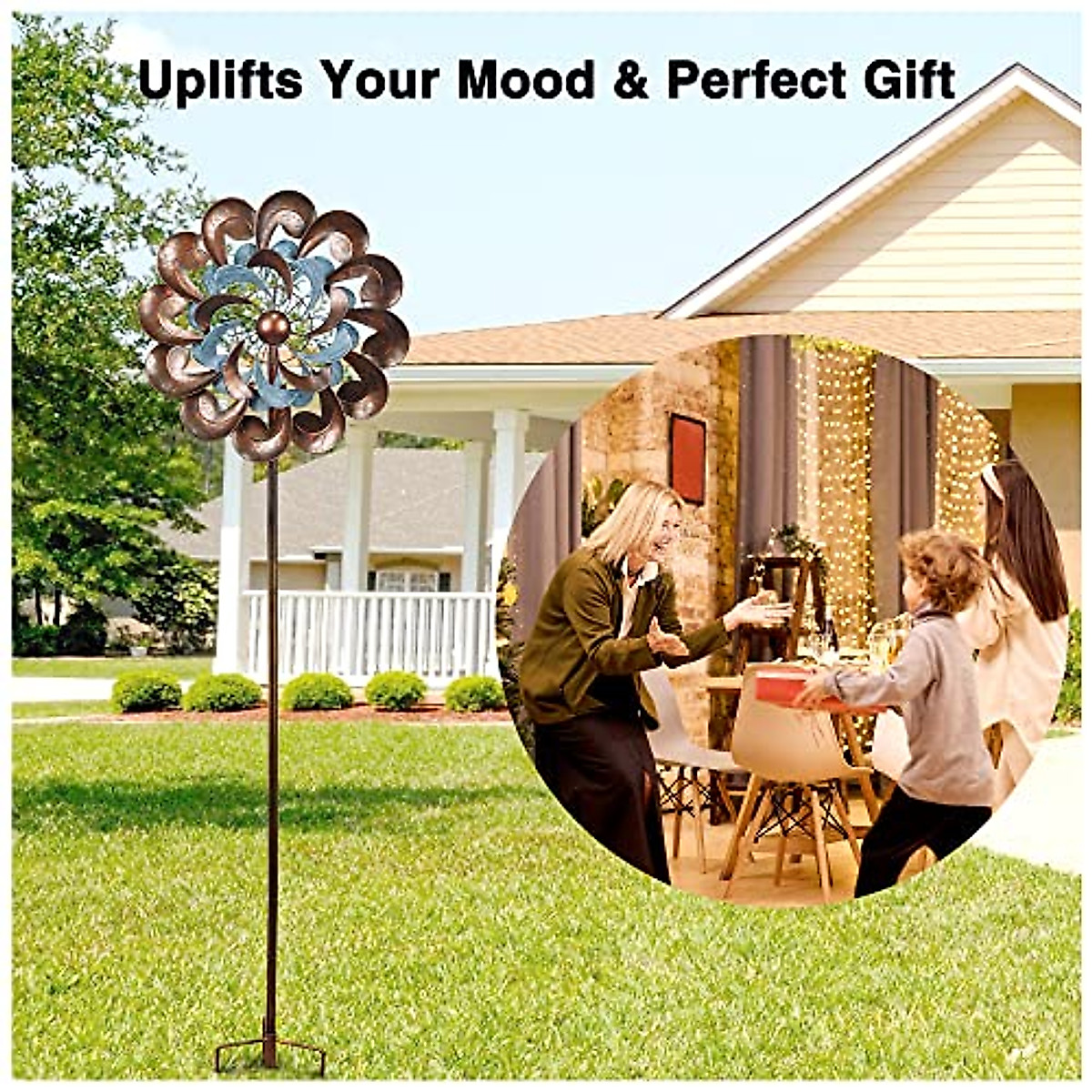 84 Inch Garden Metal Wind Spinner Gifts for Women Mom-Pinwheels Kinetic Art Windmill for Yard Lawn Patio& Garden Decor Outside