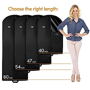 Luxury Storage Garment Bag for Long Coat, Fur, Mink, Gown, Vestment and Choir Robe | 60 Inch + 5 Inch Gusset Cover | Heavy Duty, Hanging, Breathable, Foldable Travel and Wardrobe Clothes Protector