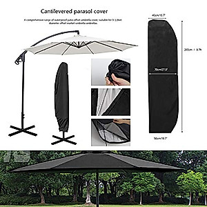 ALLOMN Outdoor Patio Umbrella Cover, Waterproof and UV Protection Fabric Parasol Cover for 9-11 Feet Garden Yard Balcony Umbrellas