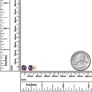 Gem Stone King 14K Gold 6MM Round Gemstone Birthstone Stud Earrings | Gold Earrings For Women