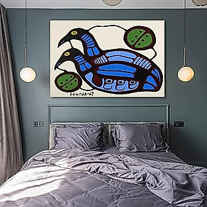 Norval Morrisseau Prints Blue Loons Poster Canvas Art Poster And Wall Art Picture Print Modern Family Bedroom Decor Posters 16x24inch(40x60cm)