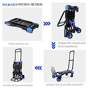 Oyoest Folding Hand Truck Heavy Duty 330LB Load Carrying,Convertible Dolly Cart with Retractable Handle and 4 Rubber Wheels,Portable Hand Truck Foldable for Luggage/Personal/Travel/Mobile/Office Use.