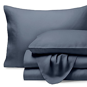 Bare Home Queen Sheet Set - Luxury 100% Linen Bed Sheets - Deep Pockets - Easy Fit - 4 Piece Set - Bedding Sheets & Pillowcases (Queen, Indigo)
