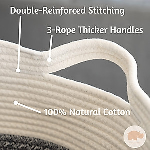 Little Hippo Baskets XXXL Large Cotton Rope Basket 22"x22"x14" Storage Basket, Woven Basket, Large Basket, Blanket Basket Living Room, Toy Basket, Baskets for Organizing, Kids Toy Storage Organizer