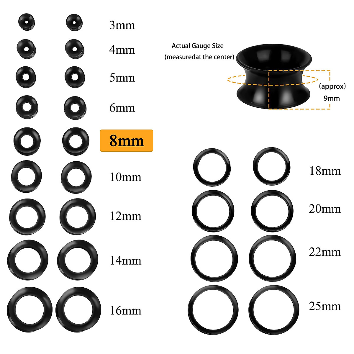 Xpircn Thin Silicone Ear Plugs Tunnels Flexible Ear Earlets Ear Gauges Expander Stretchers Double Flared Flesh Ear Piercing Jewelry 15pairs