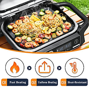 GRISUN Enamel Cast Iron Griddle for Ninja Woodfire Grills (OG700 Series), Outdoor Flat Top Griddle Plate, Compatible with XSKGRDPLT for Ninja OG701, Griddle Pan with Oil Hole, Insert