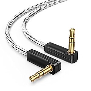 CableCreation 3.5mm Audio Cable, 1.5 Feet 90 Degree 3.5mm Male to Male Auxiliary Aux Cable Compatible with Phones, Tablets, Headphones, MP3 Player, Car/Home Stereo