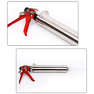 XUANIIIL Grouting Tool, Hand Caulking Guns, Cement Grout Mortar Caulk Pointing Grouting Gun, Stainless Steel Grouting Gun Cement Spray Applicator Building Tool with 2 Nozzle