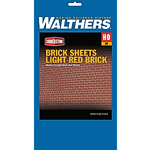 Walthers, Inc. Brick Sheet, 4 X 9-3/4" 10.1 X 24.7cm, Light Red