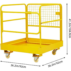 PioneerWorks Forklift Safety Cage, 36"x36" inch Heavy Duty Collapsible Forklift Work Platform,1200LBS Capacity with 4 Universal Wheels, for Most Aerial Jobs