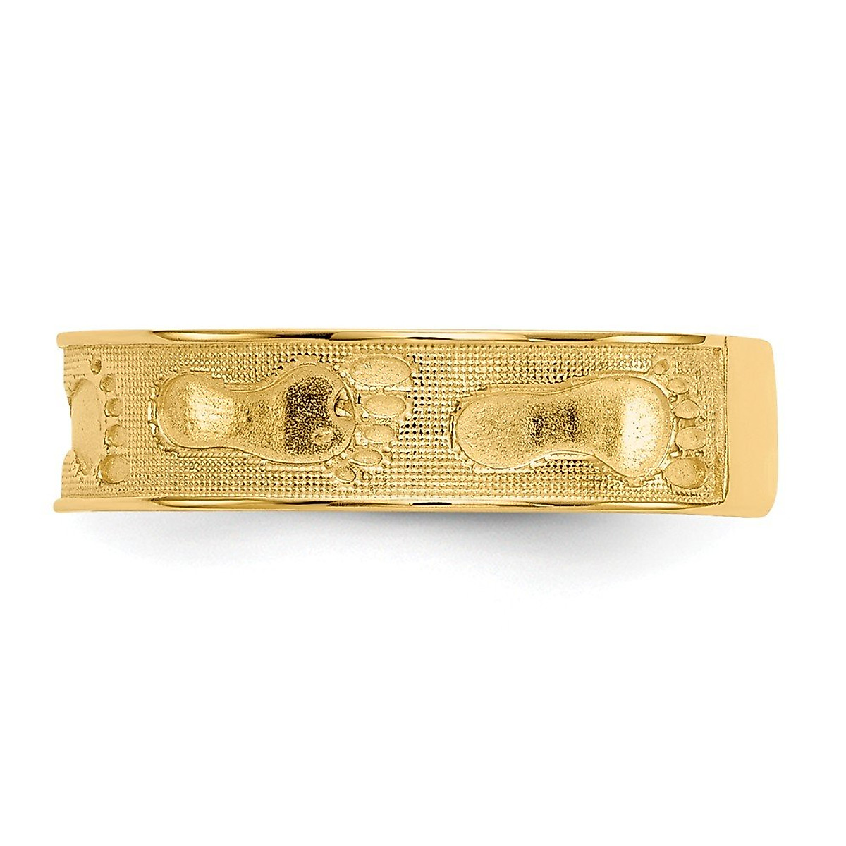 Solid 14k Yellow Gold Footprints In The Sand Ring Band Size 9