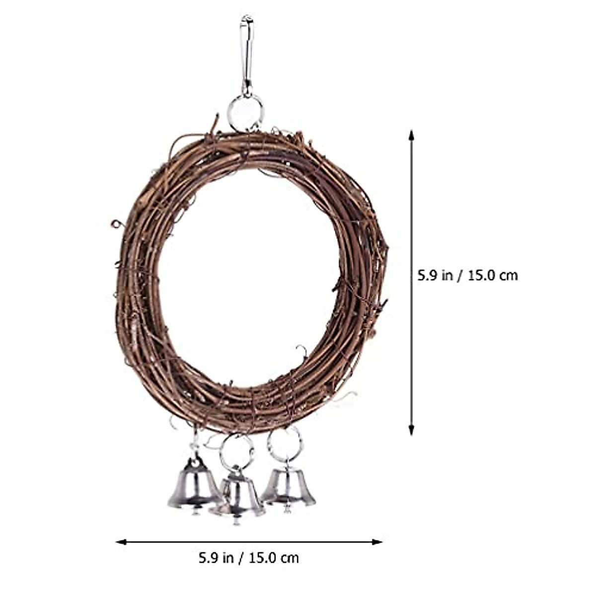 Balacoo Parakeet Decorated Garland Parrot Bird Perches Parrot Rattan Twig Bungee Bird Toy with Bell Wreath Swing Perch Hanging Climbing Chews Toy Garden Porch Wind Chime Climbing Toys Climbing Toys