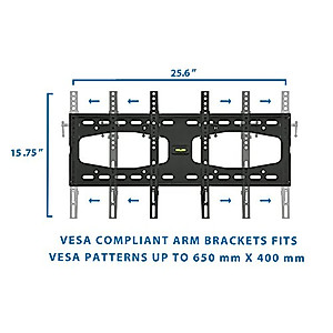 Mount-It! Slim Tilting TV Wall Mount Bracket for 32-55 Inch Samsung, Sony, Vizio, LG, Sharp TVs with Low Profile Design up to VESA 600x400mm, Black