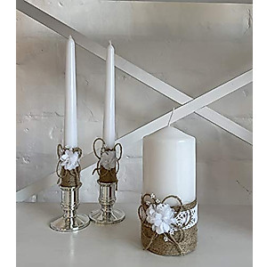 Magik Life Unity Candle Set for Wedding - Wedding décor & Wedding Accessories - Candle Sets - 6 Inch Pillar and 2 10 Inch Tapers - Rustic Unity Candle (Rustic)