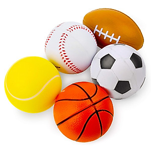 Boley Sports Ball Set - 5 Pack Mini Soccer Ball, Football, Basketball, Baseball, and Tennis Ball - Soft, Safe, Durable, and Kid-Friendly Playground Balls for Indoor and Outdoor Play - Ages 3 and Up