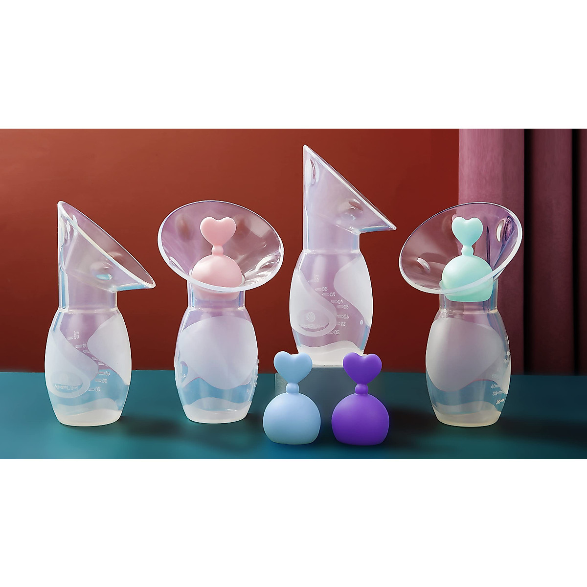 Amplim Manual Breast Pump | Gen 2 Food Grade Silicone Milk Collector for Breastfeeding Nursing Mom with Stopper | Must Haves Registry Essentials for Newborn, Infant, Baby | 4 oz (Pink)