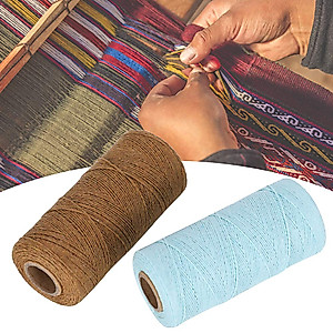GLOGLOW 2 Rolls Warp Thread Warp Yarn Pure Cotton Yarn Tensile Resistant 8/4 Warp Thread for Knitting Tatting Carpet Tapestry(Brown + Light Blue)