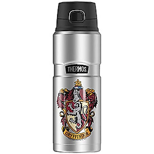 Harry Potter Gryffindor House Crest, THERMOS STAINLESS KING Stainless Steel Drink Bottle, Vacuum insulated & Double Wall, 24oz