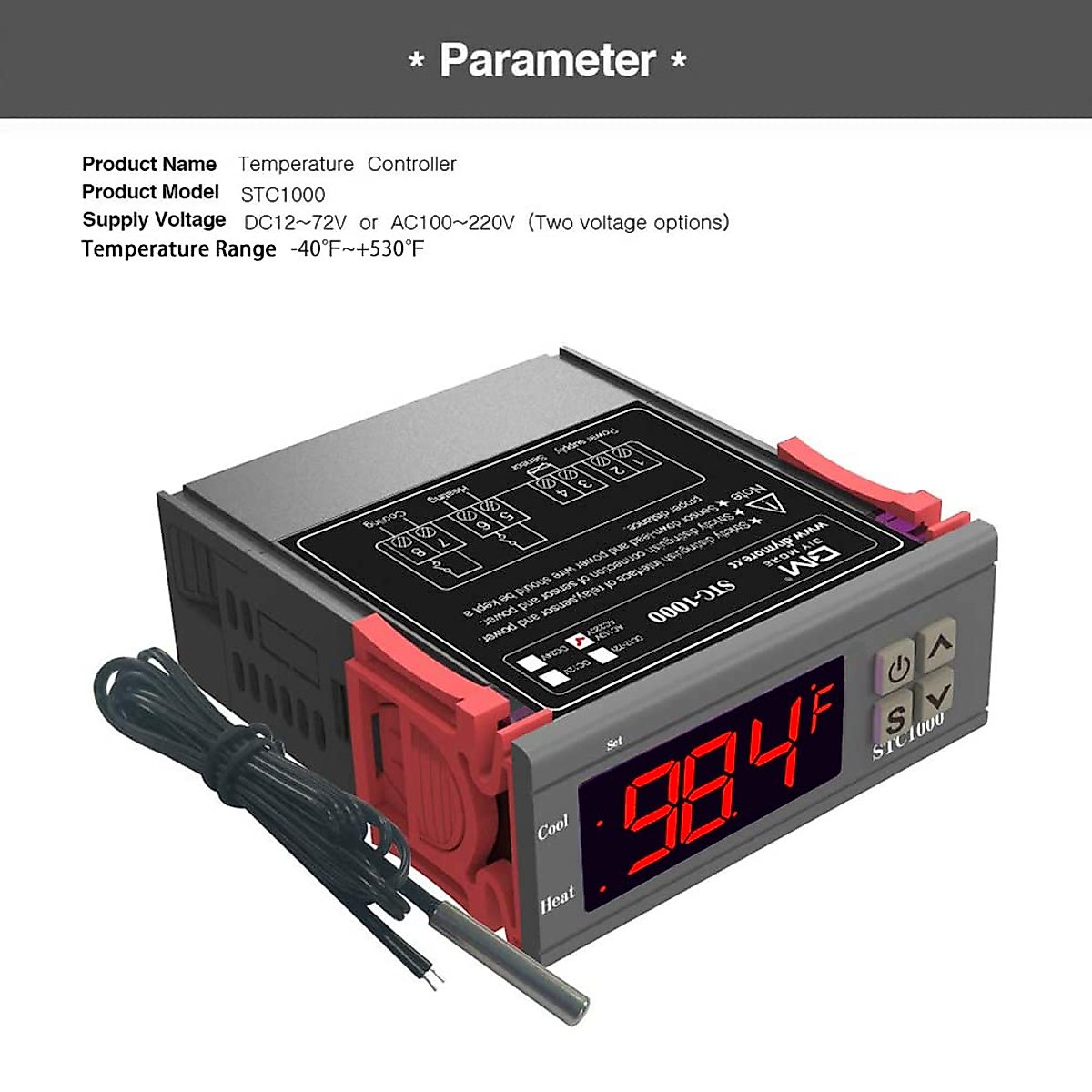 diymore All-Purpose Digital Temperature Controller Thermostat Fahrenheit Thermostat with Sensor (110-220V) ITC-1000F for Refrigerator Fermenter, Heate Blanket Temperature Controller