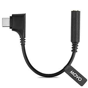Movo UCMA-3 USB C to 3.5mm Audio Adapter for Microphones - 4-Pole Aux to USB Type C Pixel and Galaxy Smartphones - Female 3.5mm to USB-C Male Right Angle Head - Type-C USB to 3.5mm Jack Audio Adapter