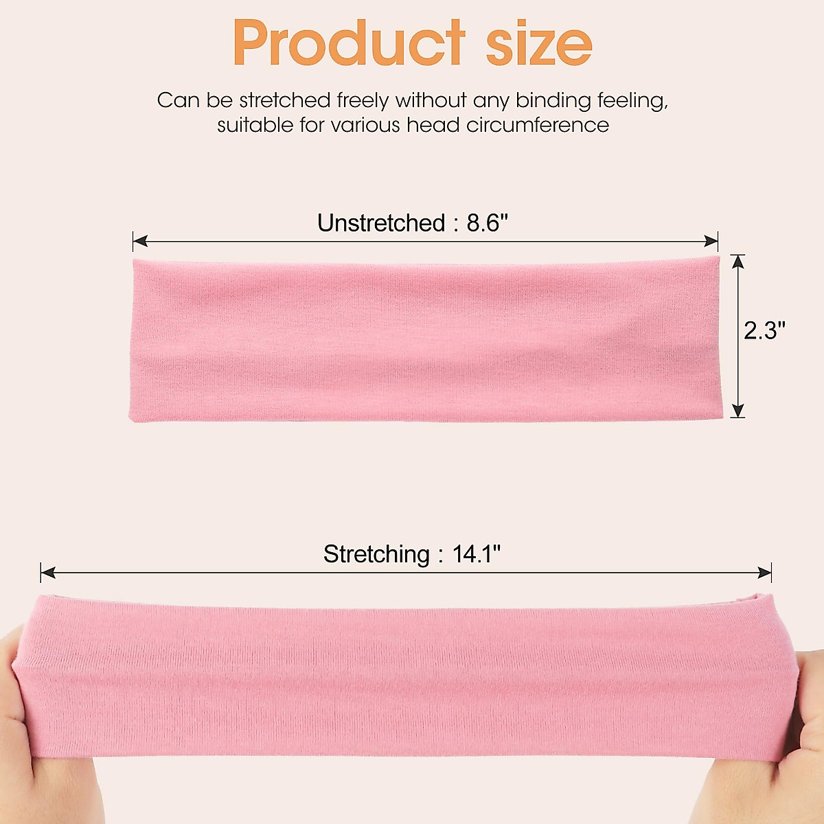 8 Pack - Cotton Headbands for Women，Fashion Stretchy Hair Bands, Headbands for Women Non Slip for Women's Hair for Workout Yoga Running Sports