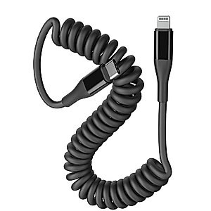 ANDNOVA Coiled USB C to Lightning Cable, Type C to Lightning [MFi Certified] Fast Charging with iPhone 13/13 Mini 12 Pro Max/12/11 Pro/X/XR/XS Max/8/8 Plus, Supports Power Delivery