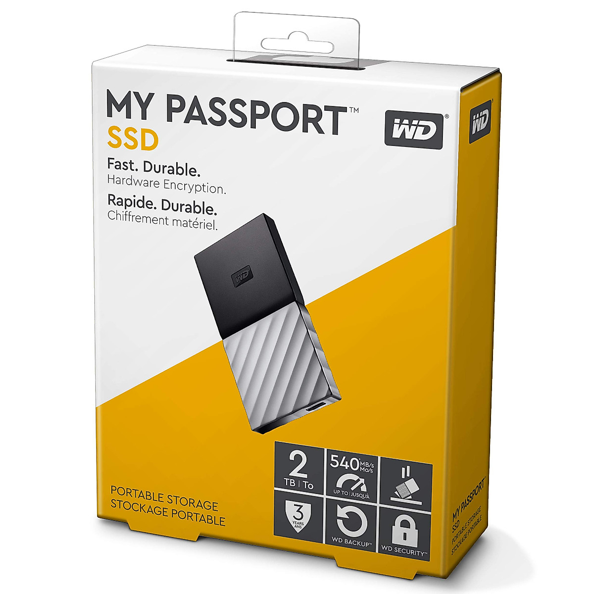 WD 2TB My Passport SSD External Portable Drive, USB 3.1, Up to 540 MB/s - WDBKVX0020PSL-WESN
