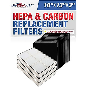 LifeSupplyUSATrue HEPA Filter and 4 Carbon Pre-Filters Compatible with Whirlpool Whispure Air Purifier AP150 AP250 Sears Kenmore 83353, 83374 83234 SMALL 1183051 k 817433 k (3-Pack)