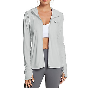BALEAF Women's UPF 50+ Sun Jacket Quickly Dry Lightweight Moisture Wicking Sunscreen Sun Protection Shirt with Pockets Outdoor Hiking Performance Grey XL