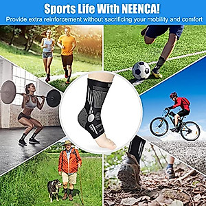 NEENCA Ankle Brace for Pain Relief, 2 Pack Compression Ankle Sleeves Set. Ankle Support Stabilizer for Achilles Tendonitis, Plantar Fasciitis, Joint Pain, Swelling, Arthritis, Sport - FSA/HSA Approved