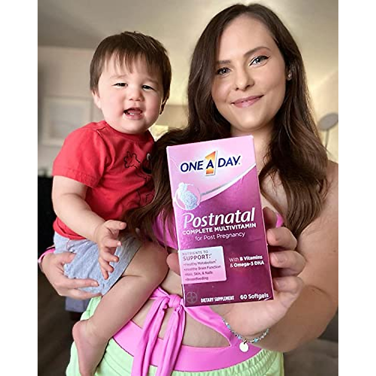 ONE A DAY Postnatal Complete Multivitamin for Post-Pregnancy with Folic Acid and Omega-3 DHA, 60 Count