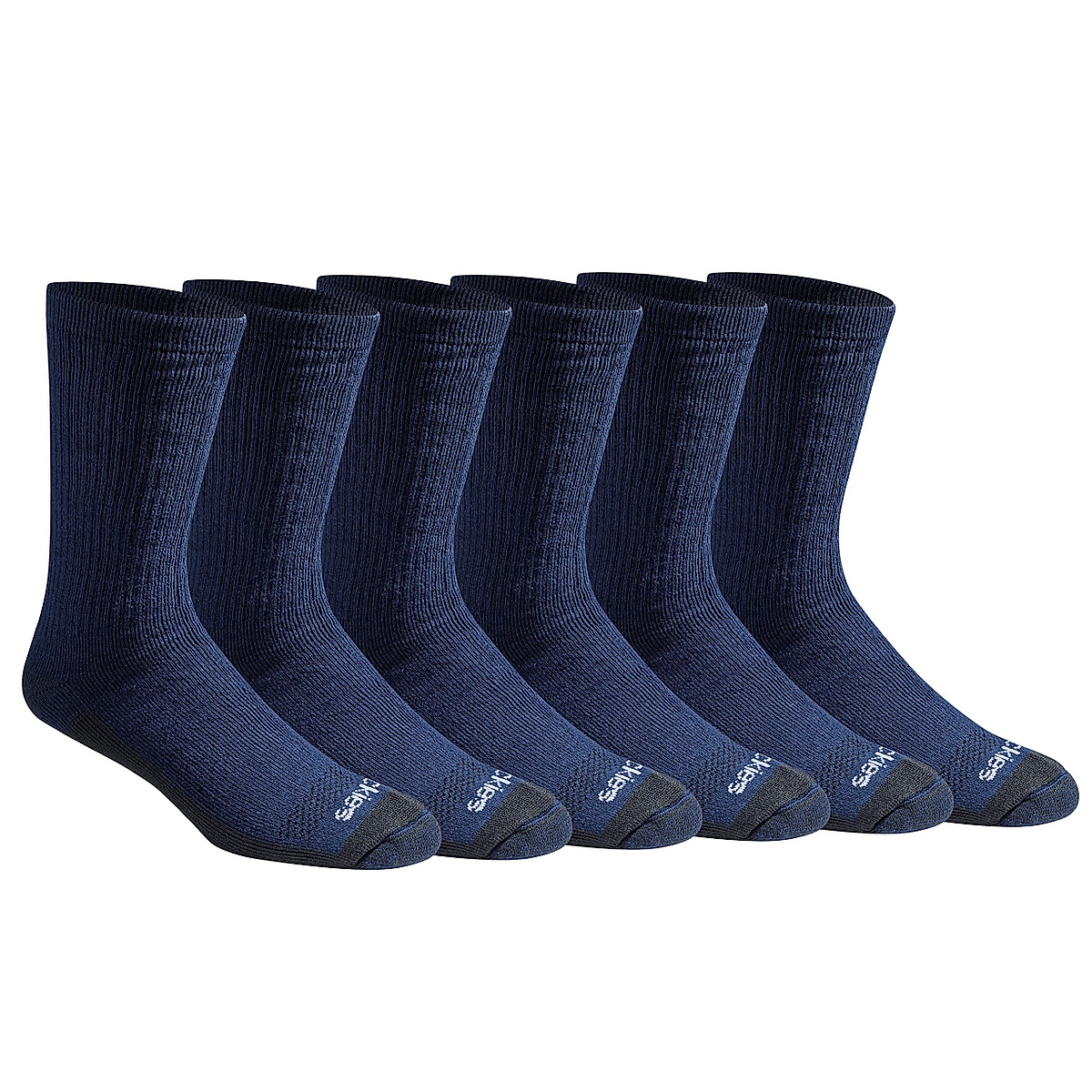 Dickies Men's Dri-Tech Moisture Control Max Full Cushion Crew Socks, Available in M-XL (6, 12, Navy Marl (6 Pairs), Large