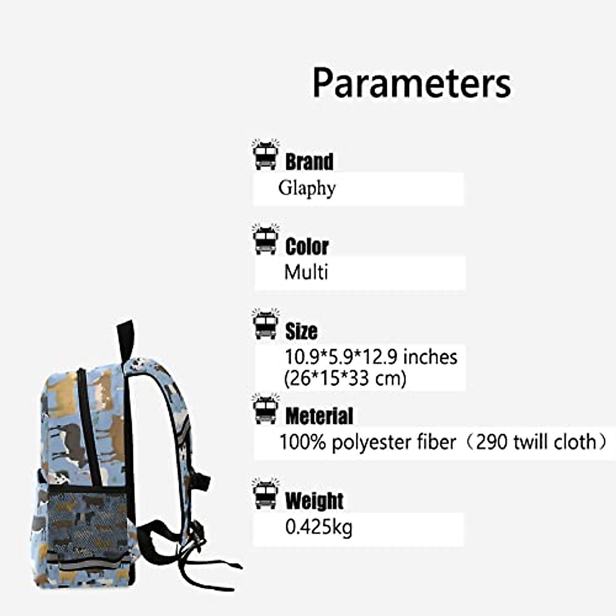 Glaphy Bulls Cows Farm Animal Backpack for Kids, Boys and Girls, Toddler Backpack for Daycare Travel School, Preschool Bookbag with Chest Strap