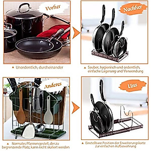 DOUBA 7 Tires Pan and Pot Lid Organizer Expandable Pan and Pot Organizer Rack Kitchen Cabinet Countertop Bakeware Lid Holder