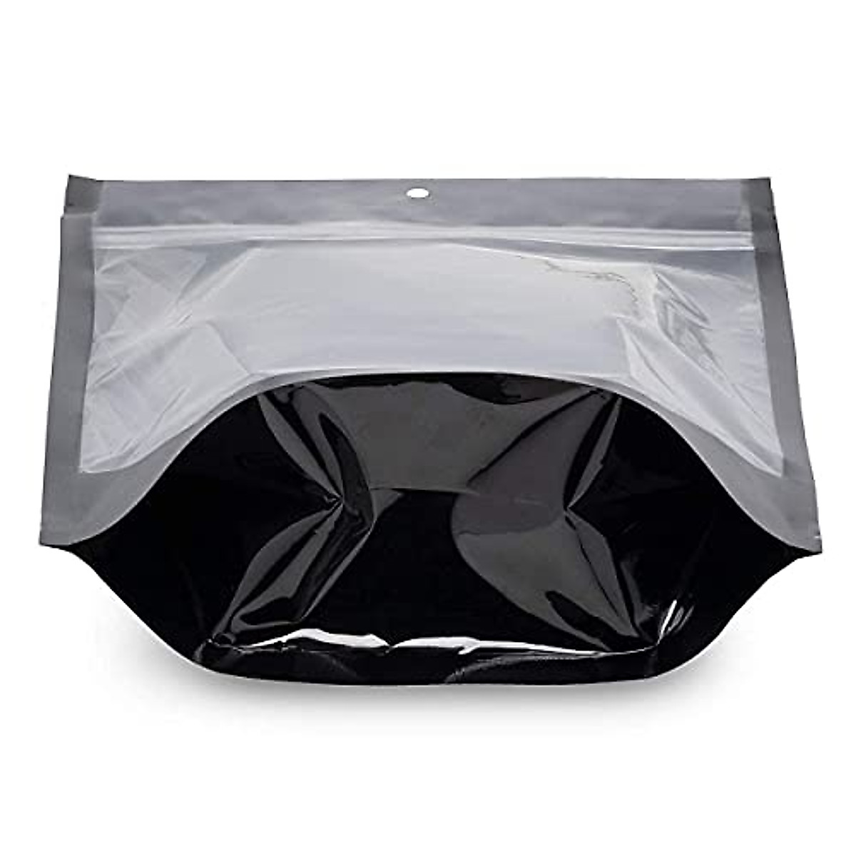 100 pcs Clear Front/Black Back 7.5" x 11.5" x 3.5" Stand Up Pouch Ziplock Mylar Smell Proof Bags