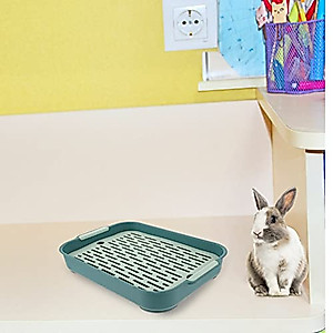 ULTECHNOVO Large Rabbit Litter Box Plastic Pet Toilet Potty Trainer Corner Toilet Hedgehog Litter Pan Box for Bunny Guinea Pig Chinchilla Hamster Ferret Green