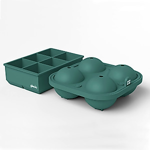 glacio Ball Ice Cube Tray and Big Ice Cube Molds for Whiskey, Slow-Melting, 100% Silicone, No-Plastic, Easy Release, Ideal for Gifting and Elevating Cocktails