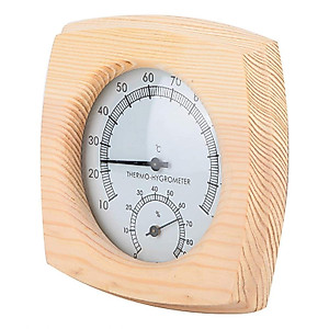 B18JPsF Wooden Sauna Thermometer,Sauna Room Hygrometer Thermometer Digital Sauna Temperature Meter Humidity Meter Used in Sauna Room, Bathroom, Hot Tubs Supplies etc