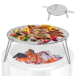 Grill Grate for Solo Stove Bonfire, 19.5 Inch Round Grill Grate with 3 Detachable Legs , Stainless Steel Fire Pit Cooking Grate Raised Top Grate for Bonfire Stove