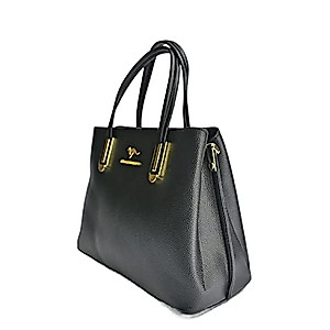 Vegan Leather Large Handbag - Durable Crossbody Shoulder Bag for Women - Top Handle Purse - Everyday Tote Shoulder Bag - BLACK