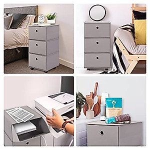 MULISOFT Fabric Dresser with 3 Drawer, Foldable 3 Drawer Storage, Easy Pull Fabric Storage Dresser, Rolling Fabric Storage Drawer for Bedroom, Closet, Entryway, Hallway, Nursery Room, Office