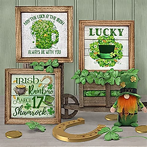 Set of 3 Rustic Wood Frames for Tiered Tray Decor with 36 Seasonal Interchangeable home signs Farmhouse Home Decor for the Spring, Summer, Fall, Winter, Christmas, Easter, Thanksgiving, 4th of July, Halloween, Valentines & St Patrick’s Day, 7x7 in.