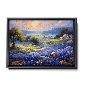 Enchanting Texas, Native Texas Hill Country Bluebonnet Landscape - Fine Art Print Mounted in a White Mat Board