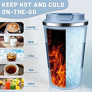 Insulated Coffee Tumblers with Flip Lid 12oz / 17oz, Stainless Steel Travel Coffee Mug Leak Proof, Vacuum Insulated Coffee Mug Thermos Cup, Keeps Cold and Hot for Coffee Tea