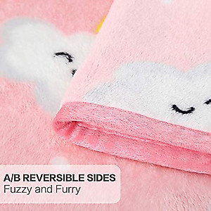 TILLYOU Micro Fleece Plush Soft Toddler Blanket for Boys Girls - Large Lightweight Crib Blanket for Baby Bed Lounger - Fuzzy Warm Cozy Blanket for Daycare Preschool Naptime Oversized 40x50 Pink Cloud